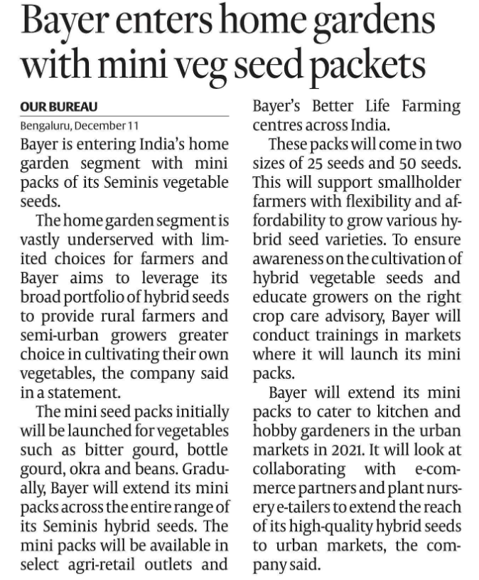 Mini Veg Seed Packets : Bayer – ALPHA AFFAIRS