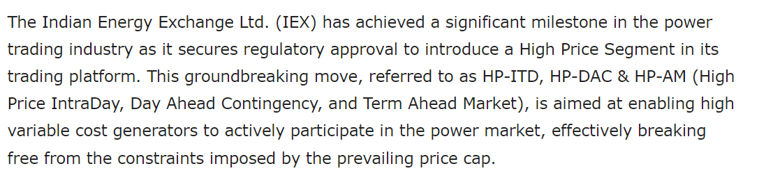 High Price segment in power trading – ALPHA AFFAIRS